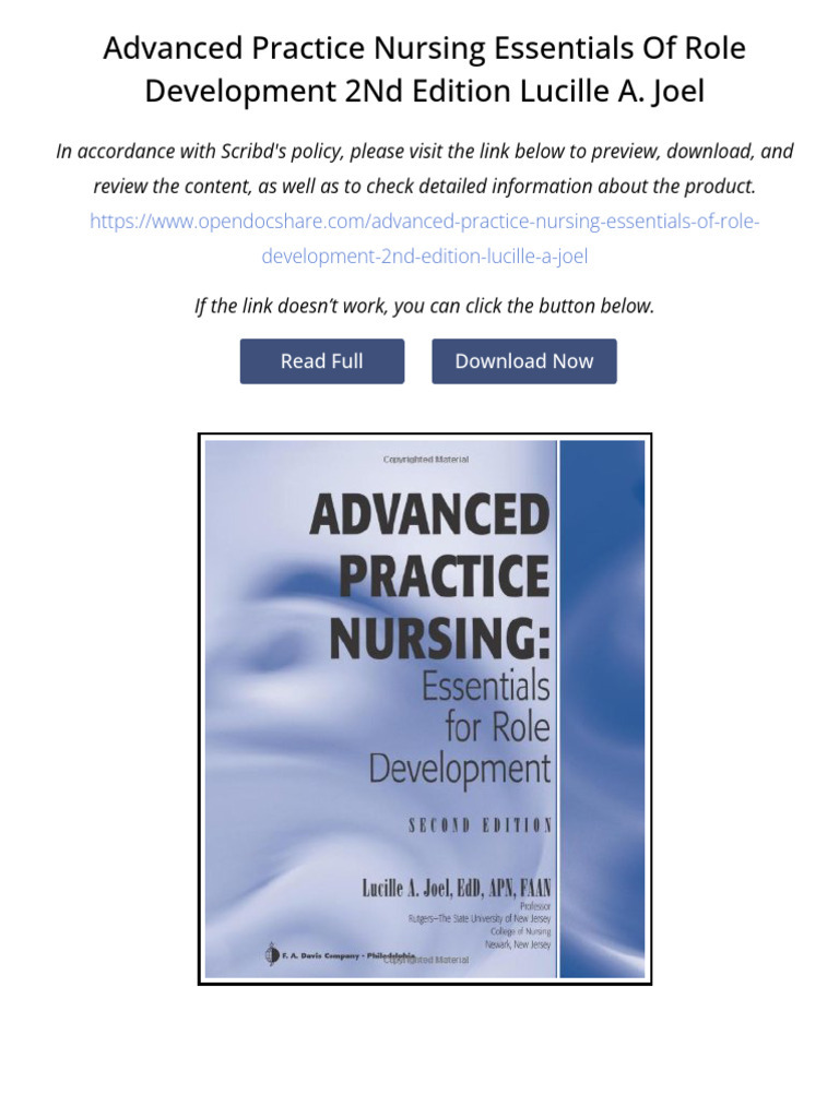 Advanced Practice Nursing Essentials of Role Development 2nd Edition ...