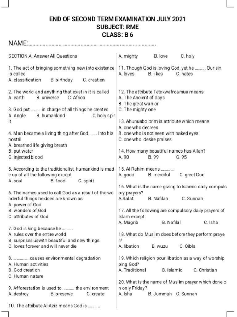TERM TWO RME 4 6 Questions Phoenix | PDF