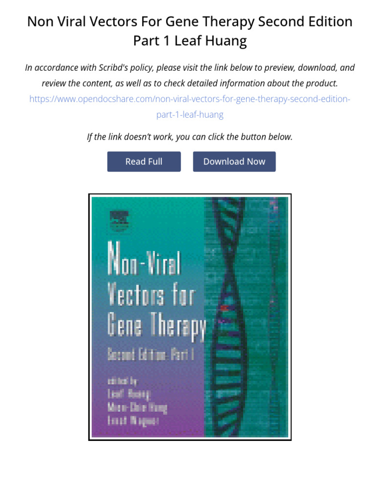 Non Viral Vectors for Gene Therapy Second Edition Part 1 Leaf Huang ...