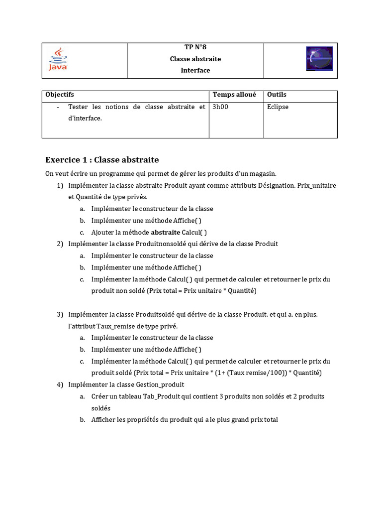 Classe Abstraite et Interface en Java | PDF | Classe (informatique ...