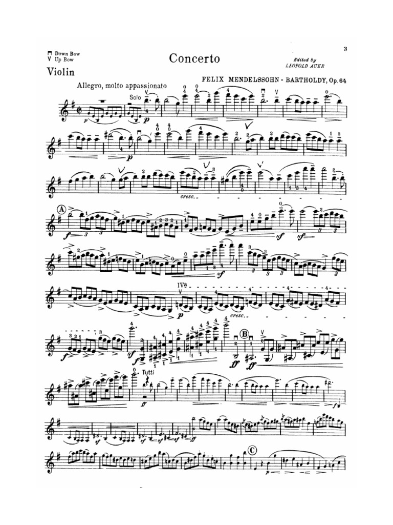 Mendelssohn Violin Concerto Op 64 Violin | PDF