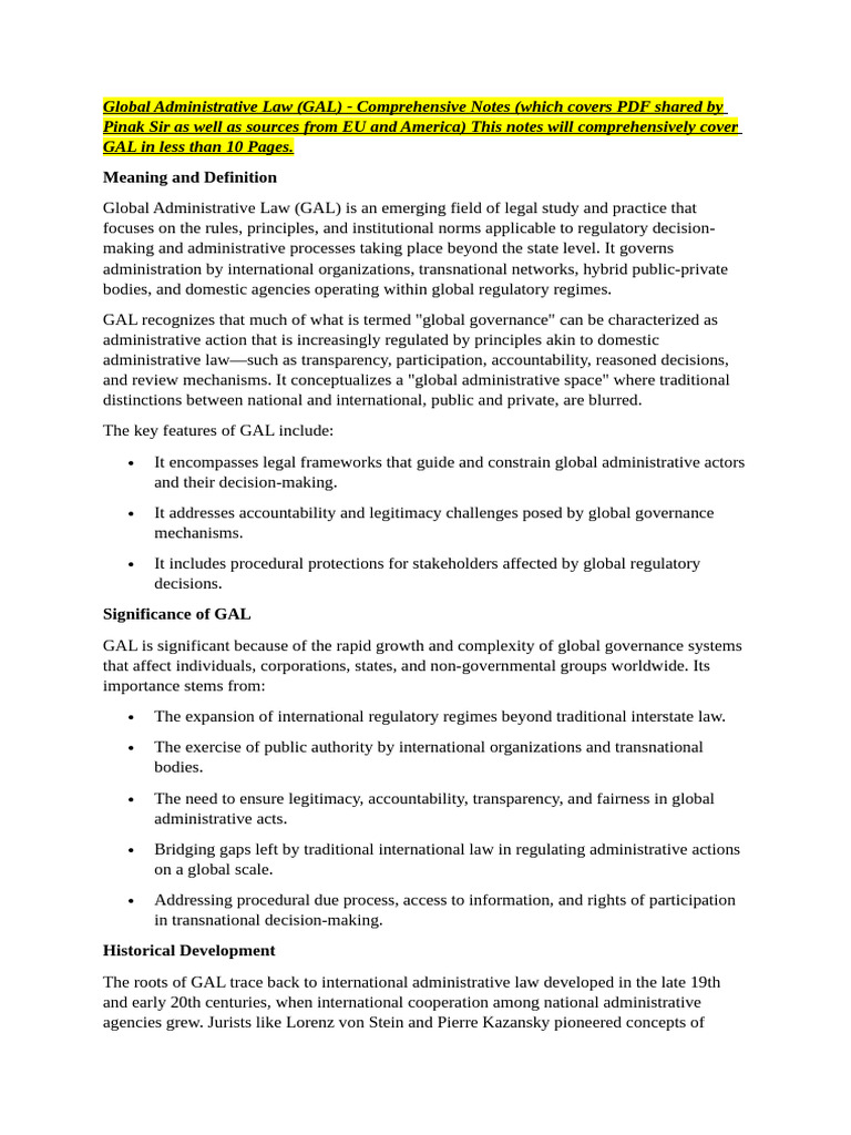Global Administrative Law Overview and Insights | PDF | Governance ...