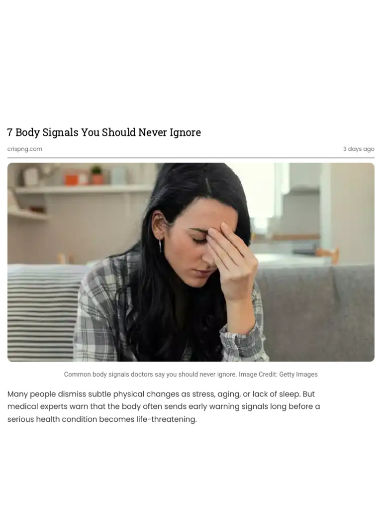 7 Body Signals You Should Never Ignore | PDF | Pain | Chronic Condition