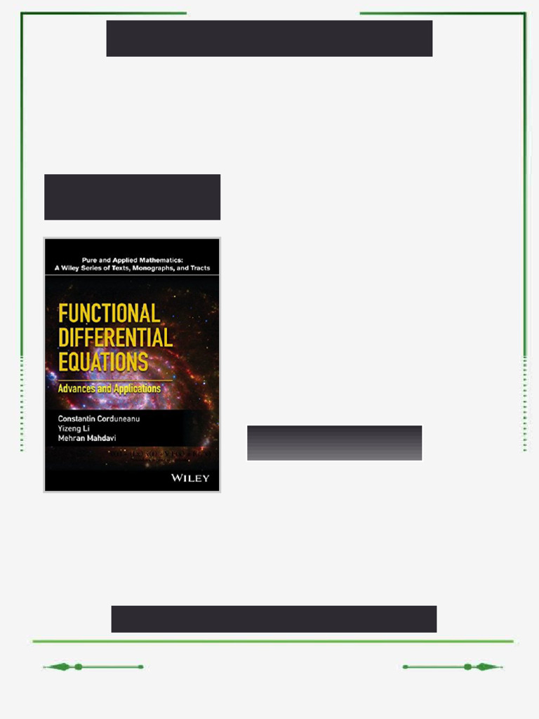 Functional Differential Equations Advances and Applications 1st Edition ...