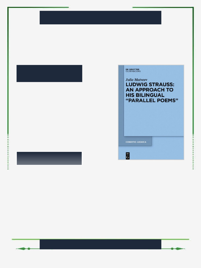 Ludwig Strauss An Approach to His Bilingual Parallel Poems Matveev ...