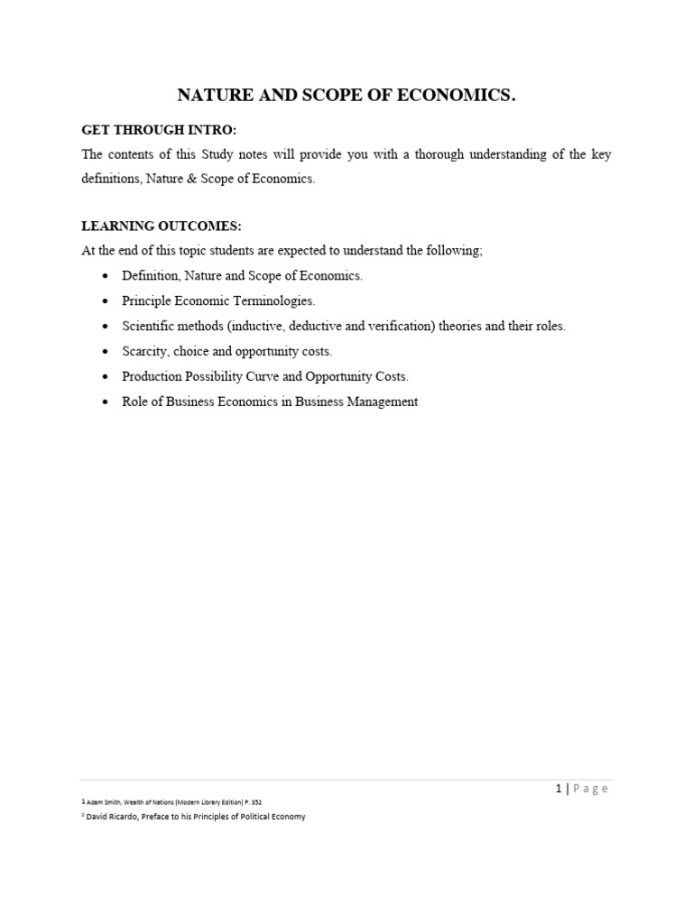 Understanding Economics: Definitions & Scope | PDF | Economics ...