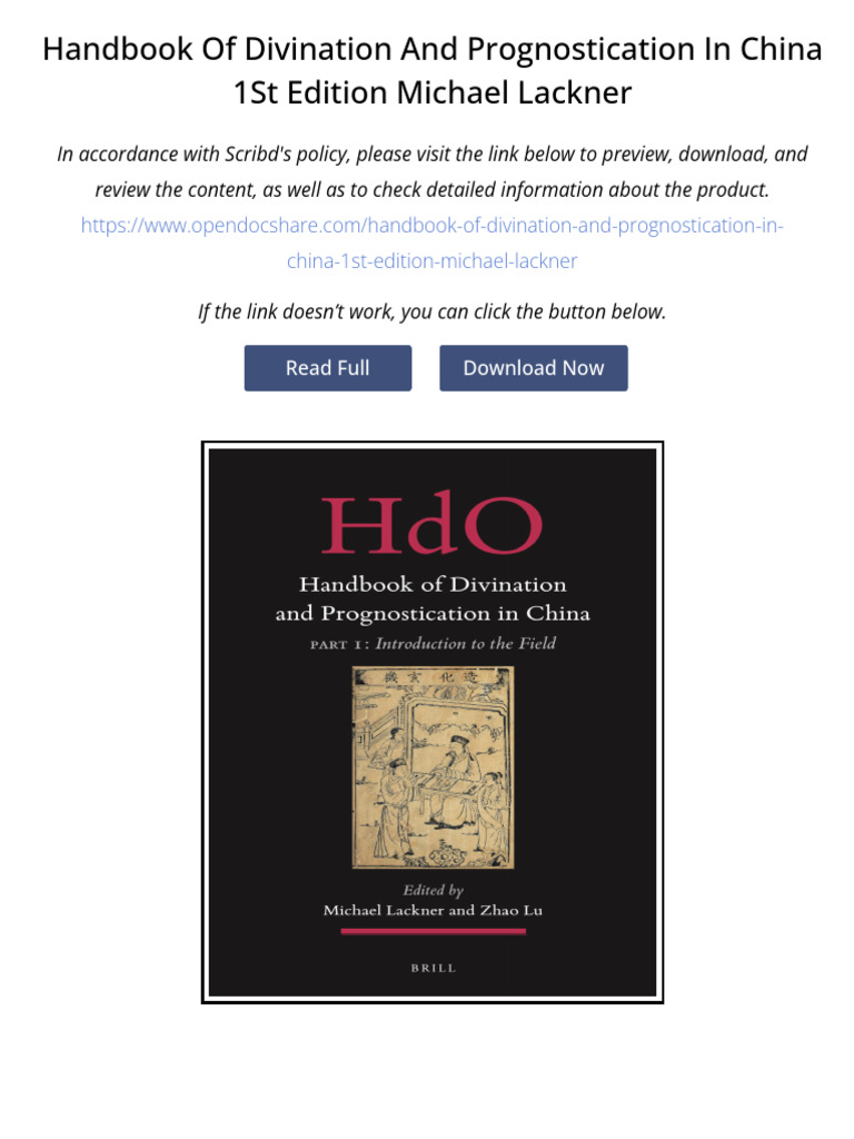Handbook of Divination and Prognostication in China 1st Edition Michael ...