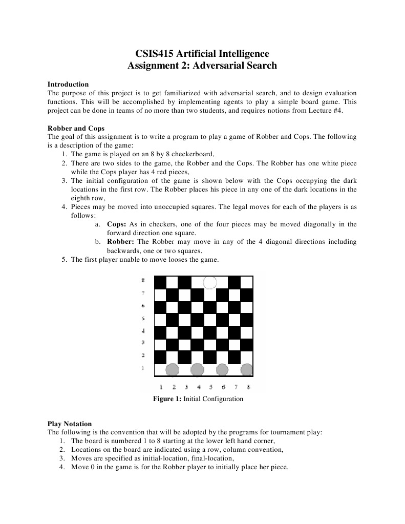 CSIS415 Artificial Intelligence Assignment 2: Adversarial Search | PDF ...