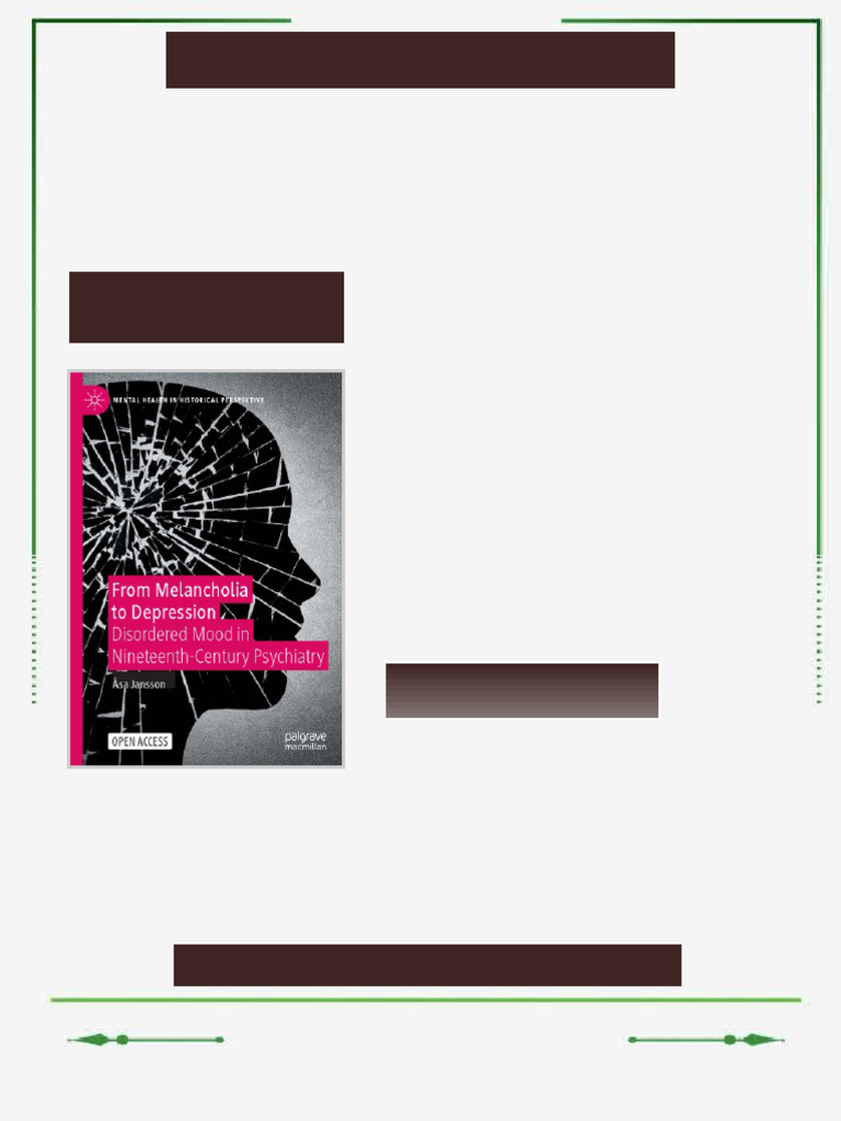 From Melancholia To Depression: Disordered Mood In Nineteenth-Century ...