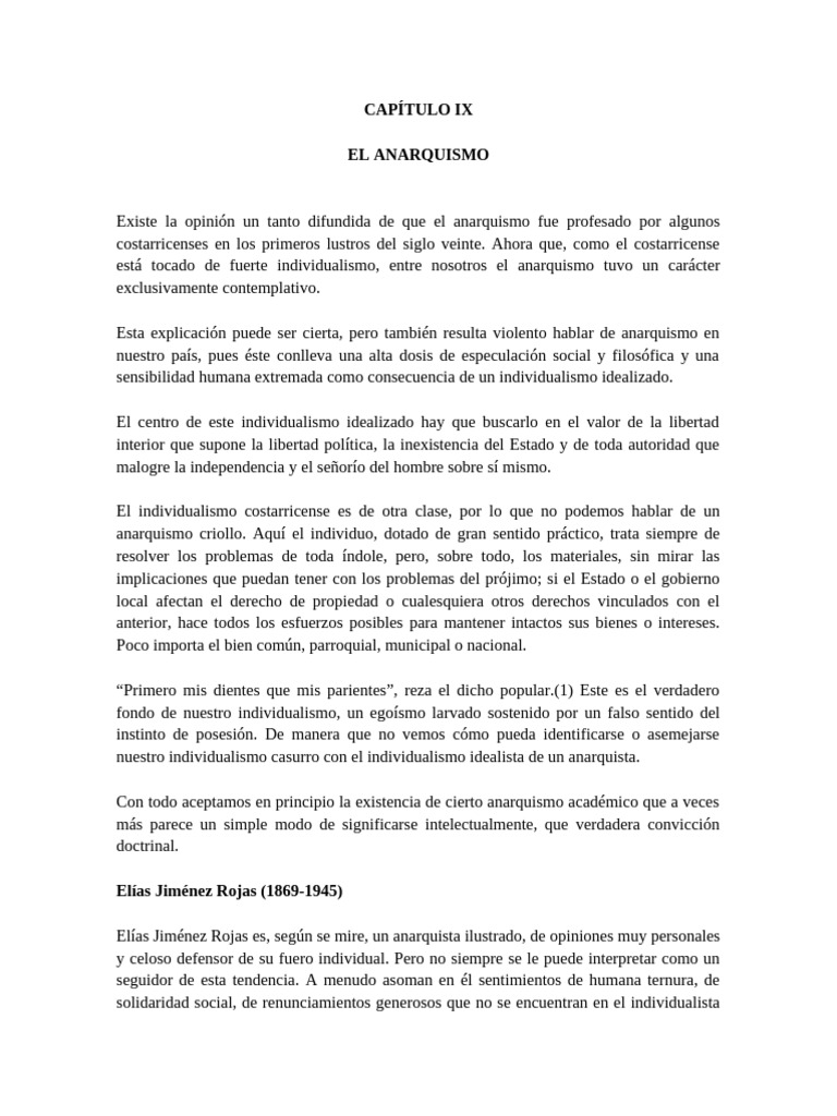 CAPÍTULO IX Ideas Pol CR | PDF | Anarquismo | Individualismo