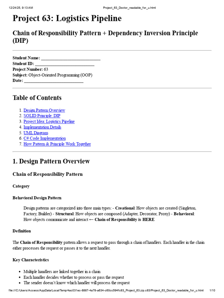 Logistics Pipeline: OOP Design Patterns | PDF | Interface (Computing ...