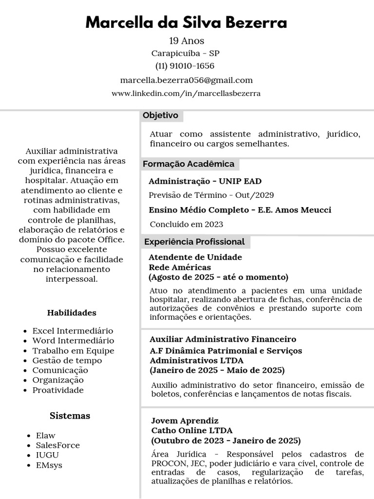 Cv Marcella Da Silva Bezerra 2025 | PDF