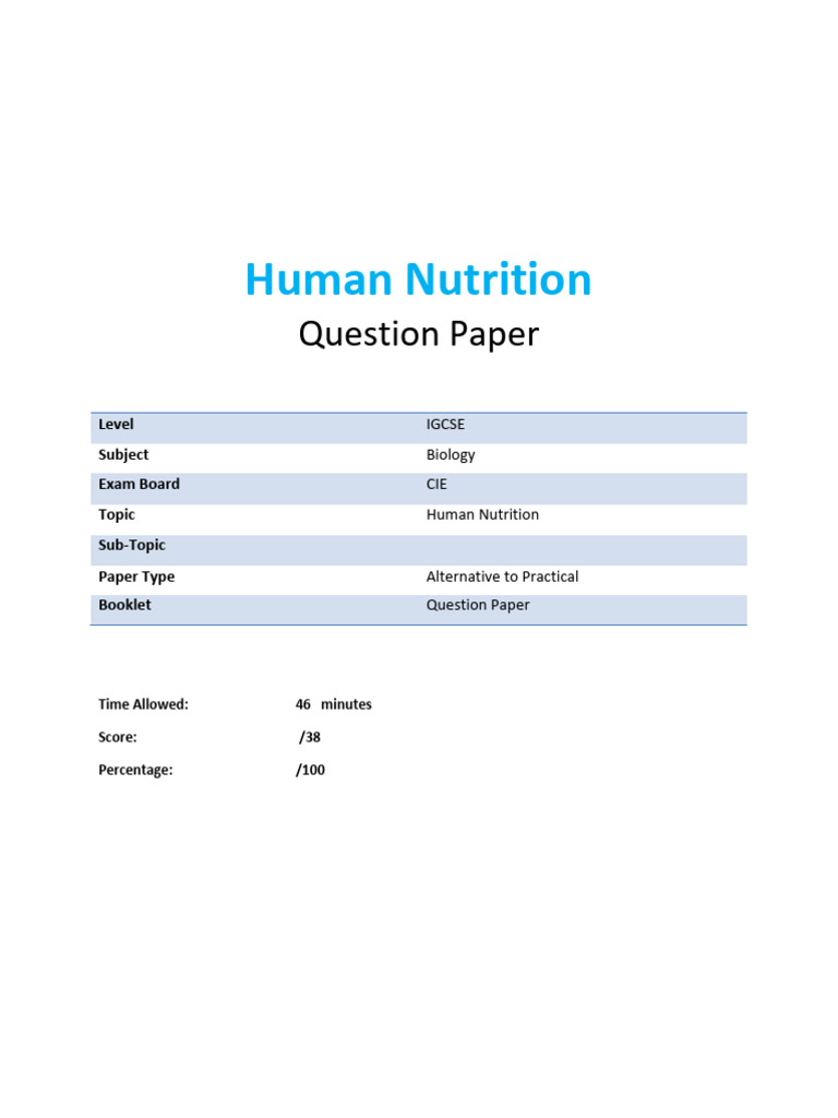 7 Human Nutrition CIE IGCSE Biology Practicals QP | PDF | Cereals | Maize