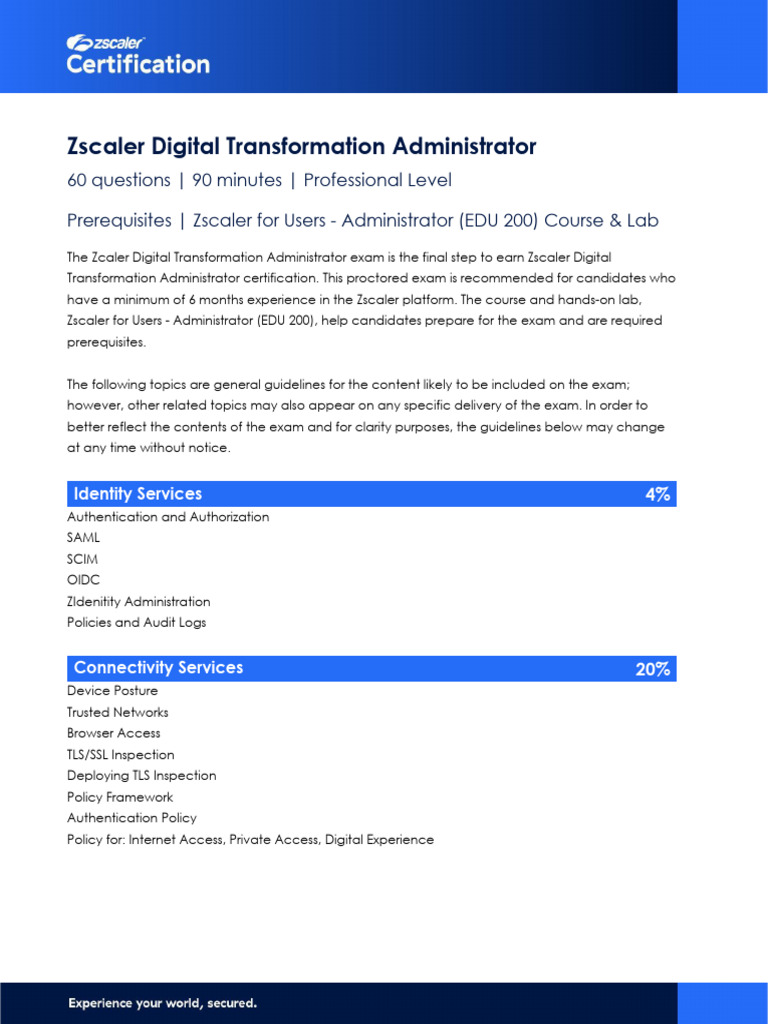 Zscaler Digital Transformation Exam Guide | PDF | Security | Computer ...