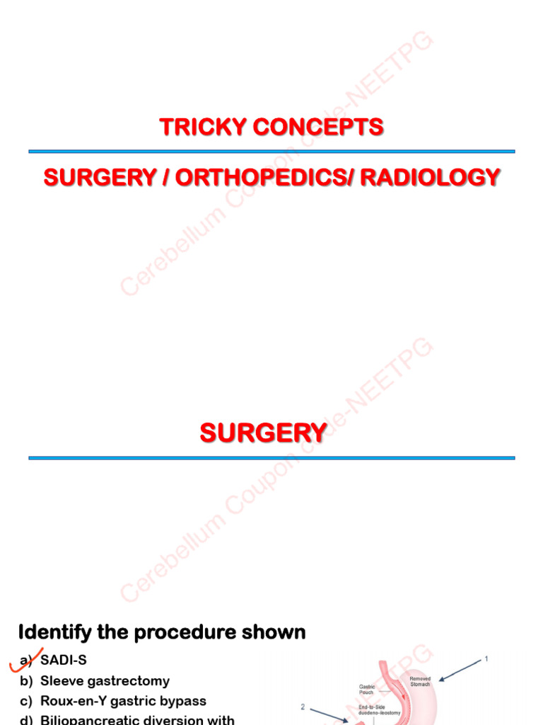 TRICKY Surg Ortho Radio (1) | PDF | Bariatric Surgery | Medical Specialties