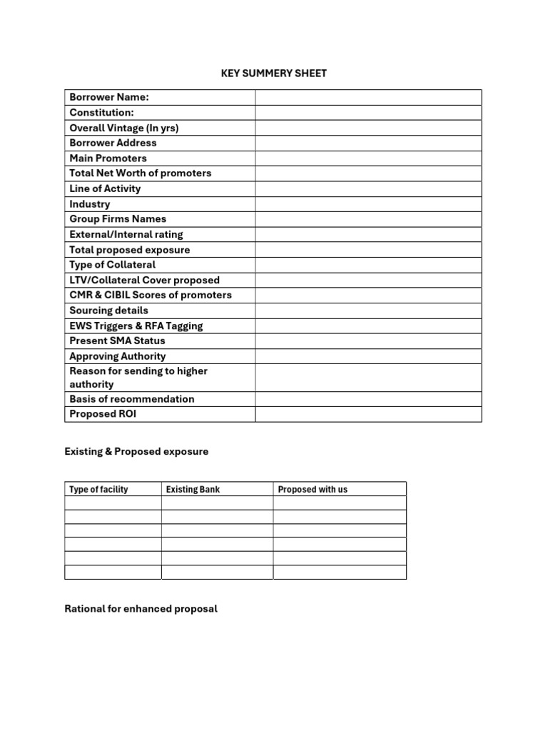 Comprehensive Borrower Assessment Sheet | PDF