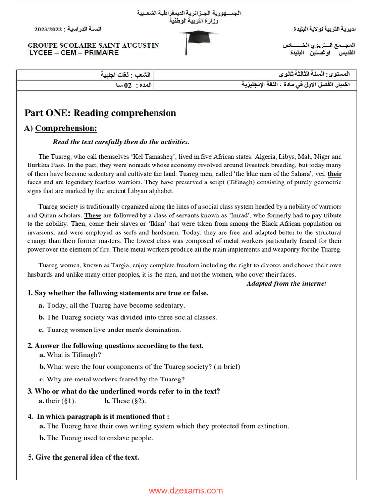Dzexams 3as Anglais 198871 | PDF