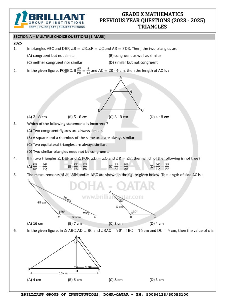 TRIANGLES (PYQ-2023-25) | PDF