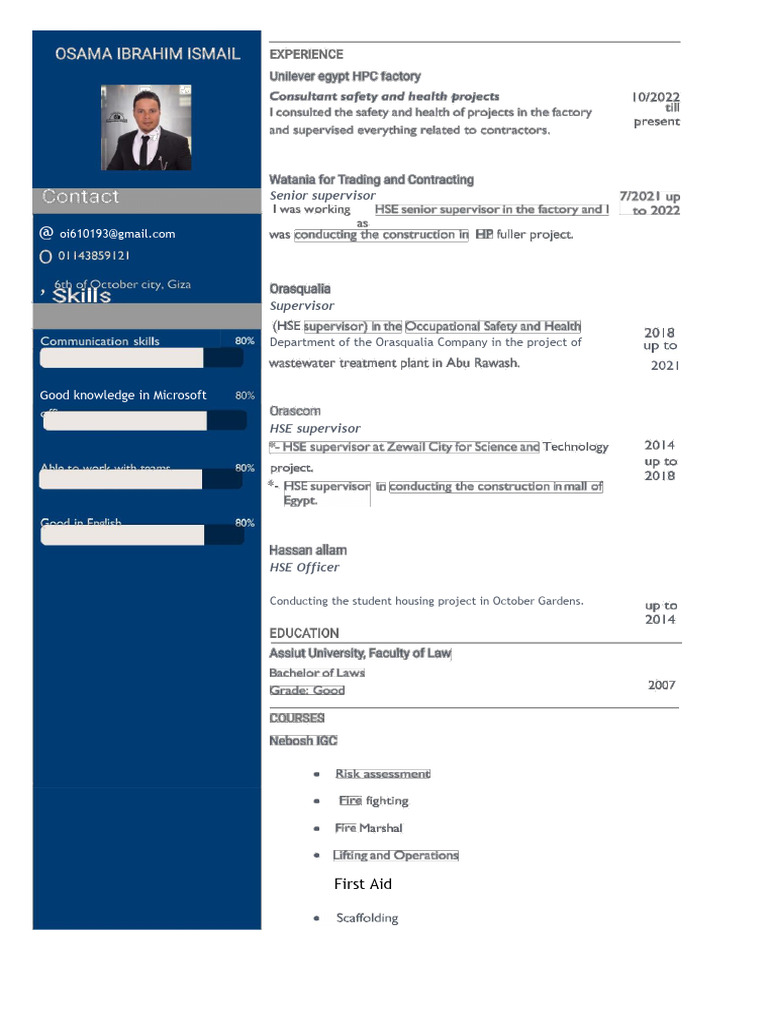 Senior HSE Supervisor Profile | PDF