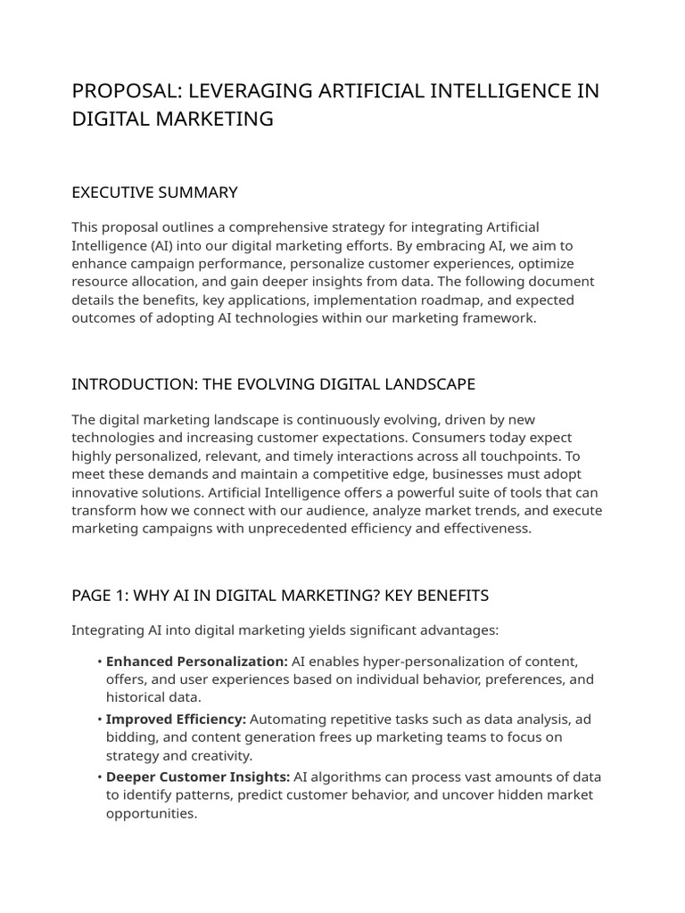 AI in Digital Marketing Proposal | PDF | Artificial Intelligence ...