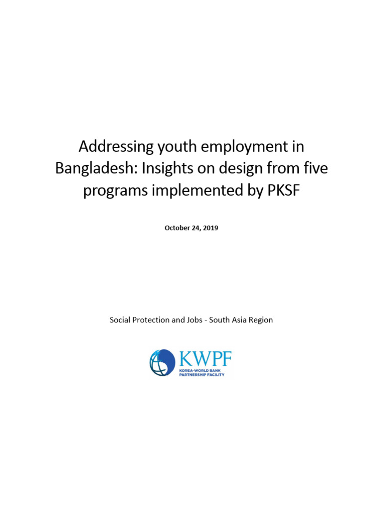 Addressing Youth Employment in Bangladesh Insights on Design From Five ...