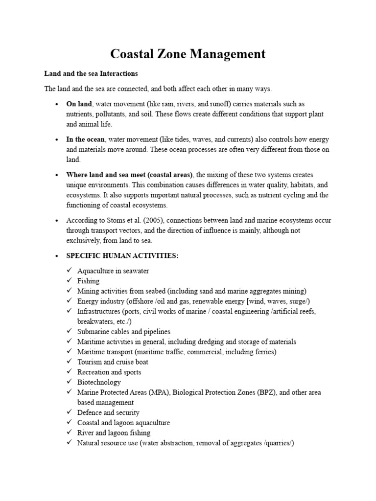 Coastal Zone Management Overview | PDF | Sea | Oceans