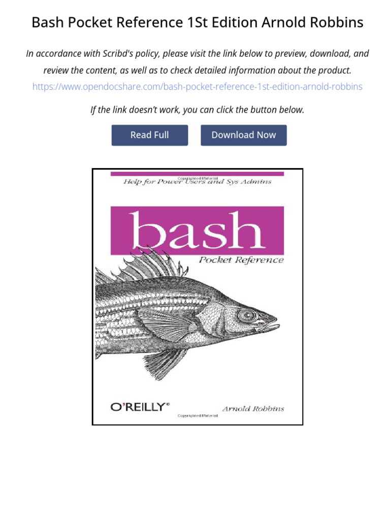 bash Pocket Reference 1st Edition Arnold Robbins newest edition 2025 ...