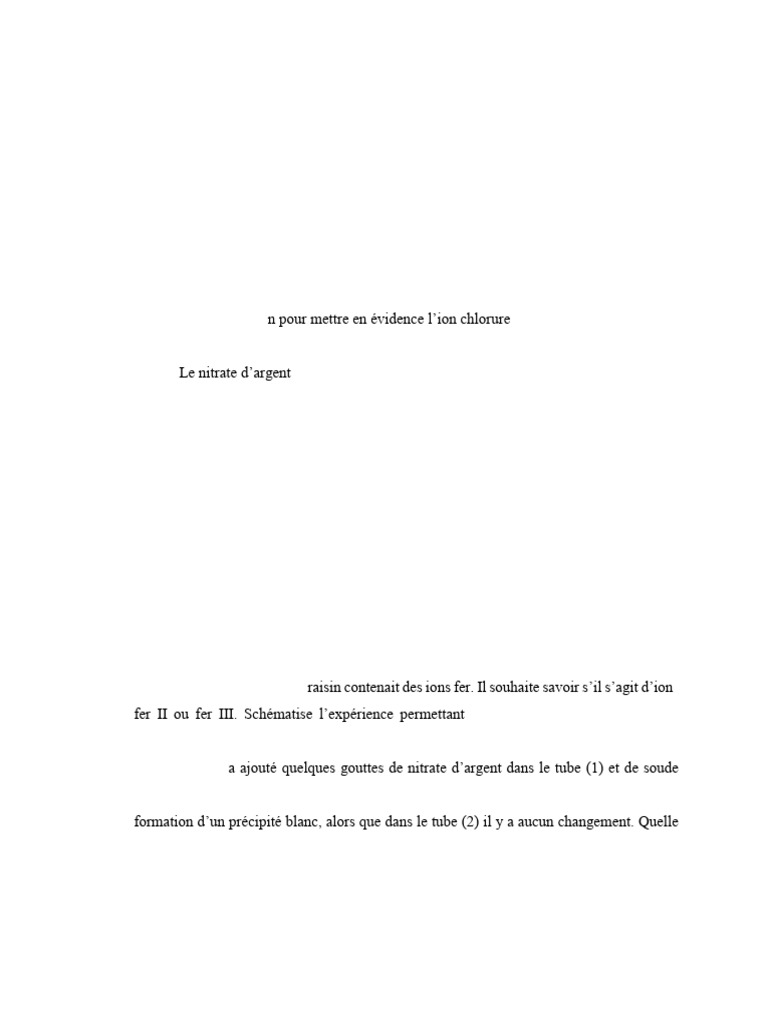 Exercices de caractérisation des ions chimiques | PDF | Fer | Hydroxyde ...