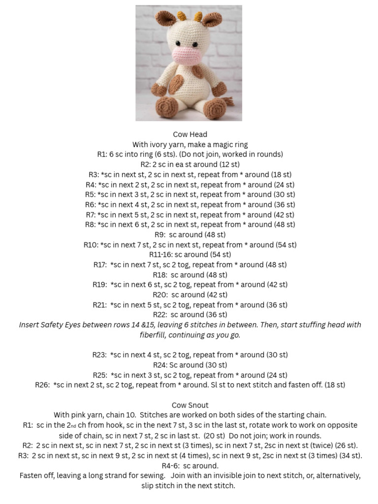 Cow Head | PDF | Yarn | Sewing