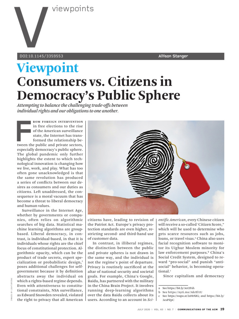 Balancing Consumer Rights and Citizenship | PDF | Privacy | Democracy
