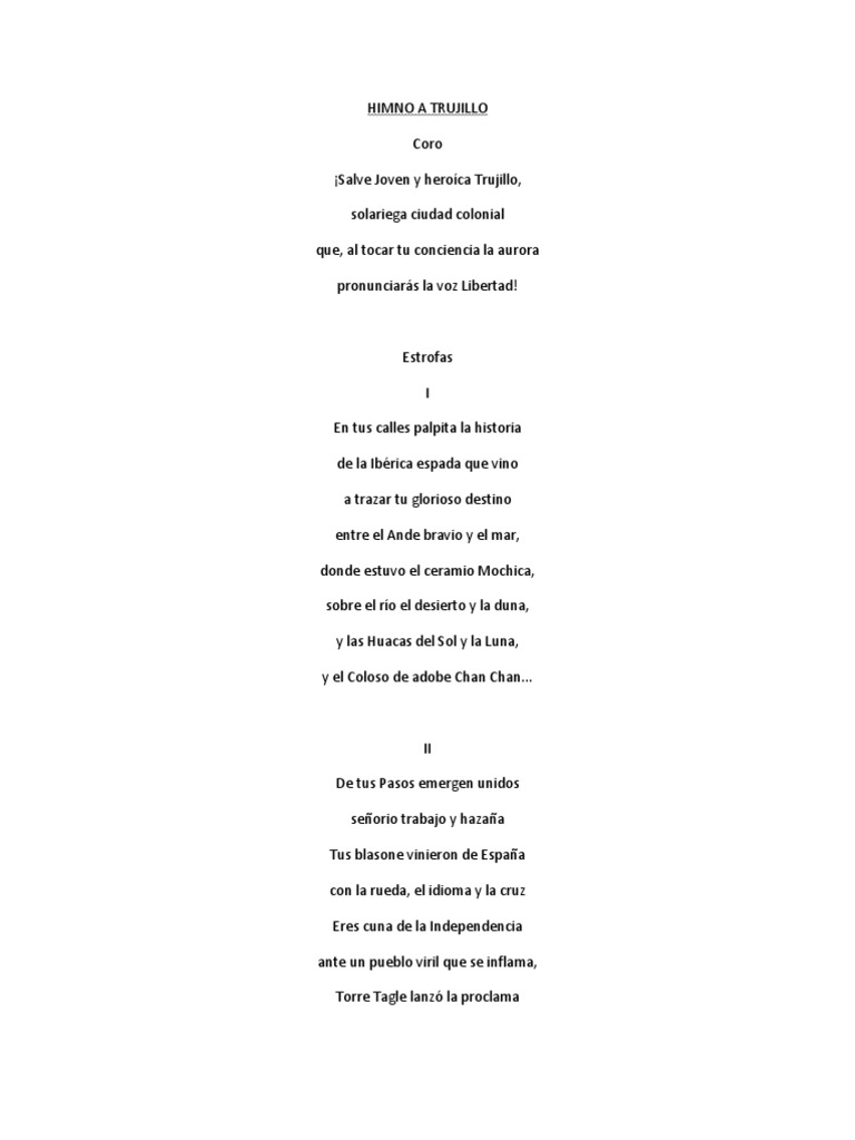 Himno a Trujillo: Letra Completa | PDF