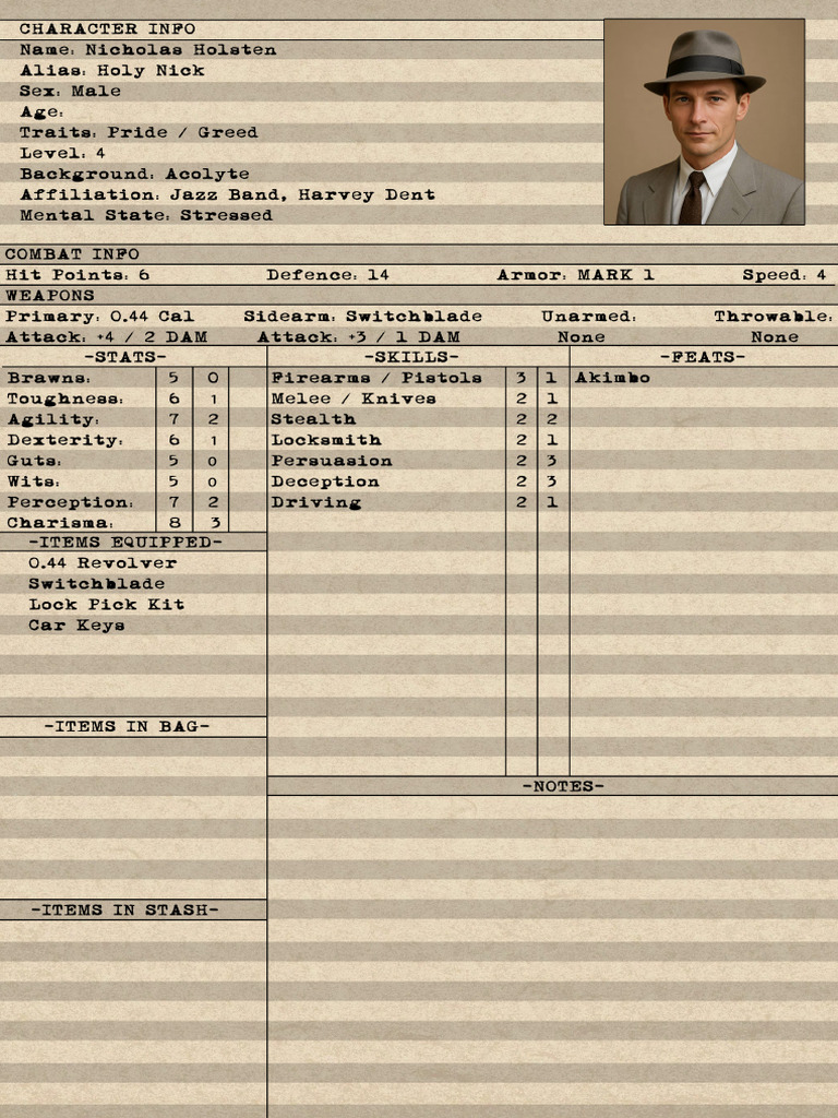 Nick Holsten Char Sheet | PDF