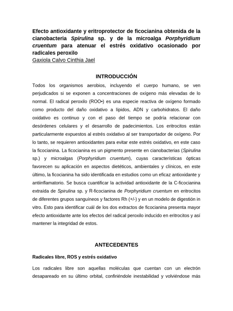 Protocolo Cinthia | PDF | Radical (Química) | Especies de oxígeno reactivas