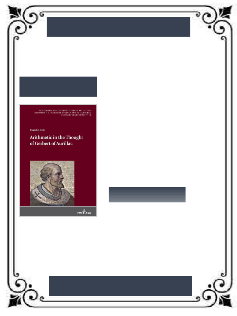 Arithmetic in the Thought of Gerbert of Aurillac 1st Edition Marek ...