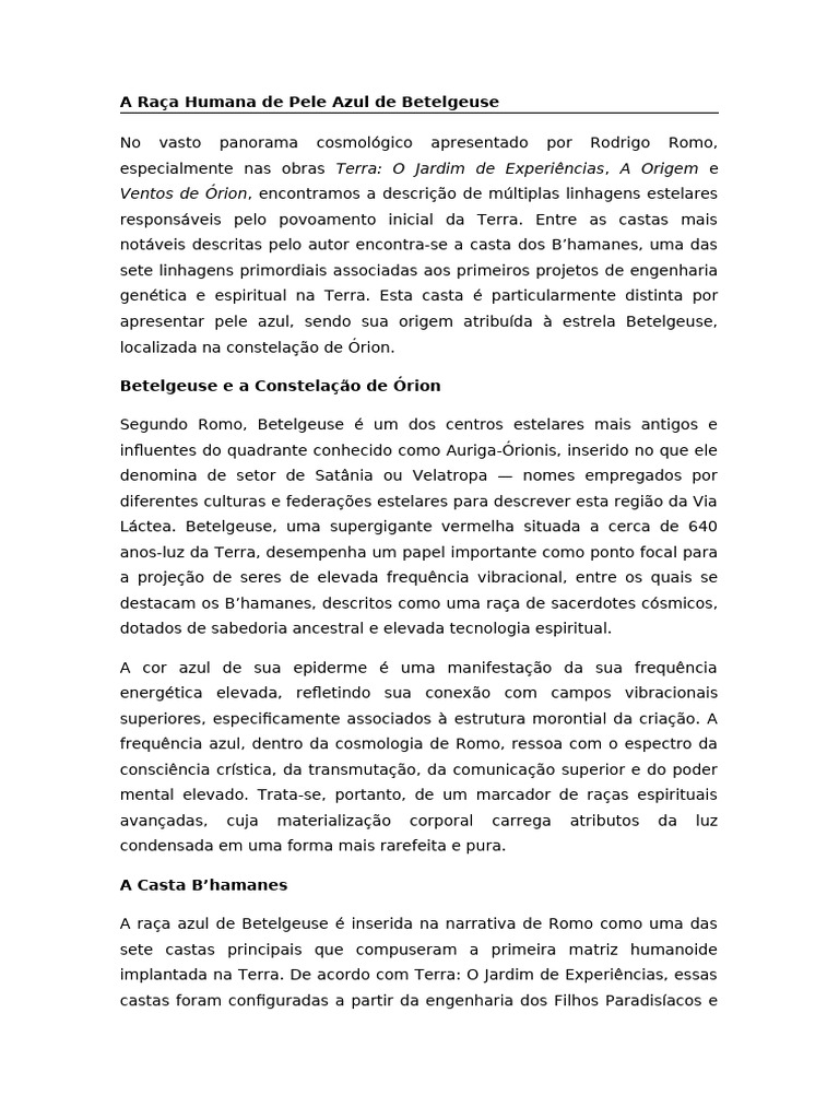 A Raça Humana de Pele Azul de Betelgeuse | PDF | Raça (categorização ...