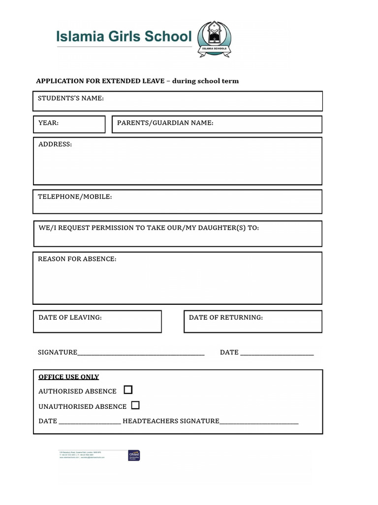 Extended Leave Application Form | PDF