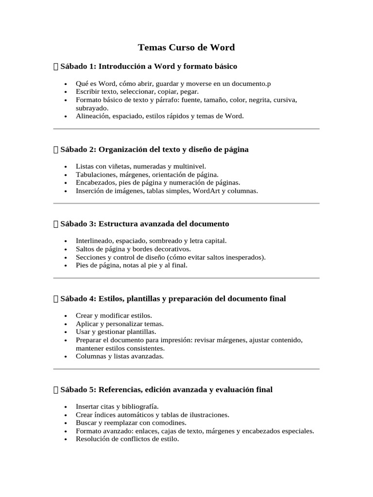 Temas Curso de Word | PDF