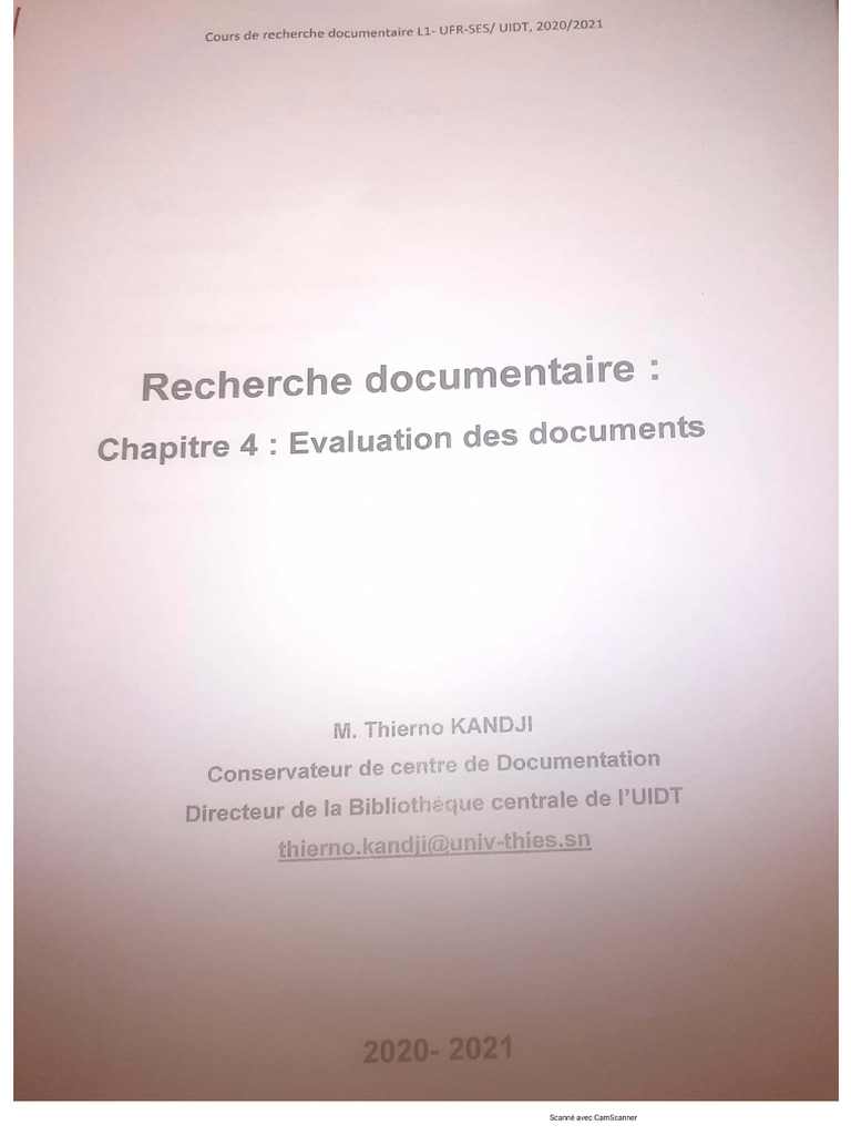 Chapitre4 RD Evaluation de Documents | PDF