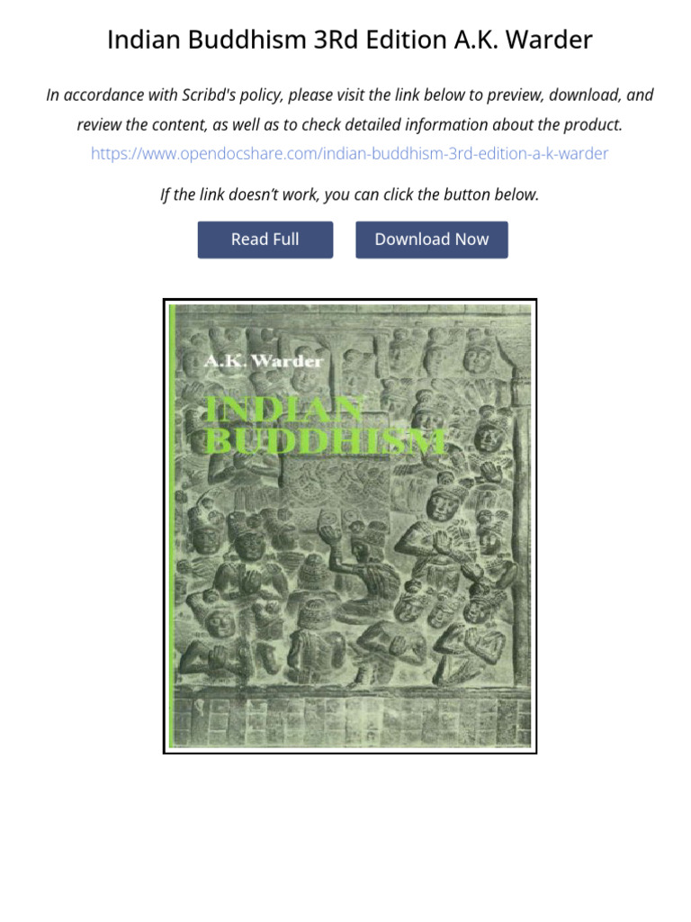 Indian Buddhism 3rd Edition A.K. Warder download full chapters | PDF