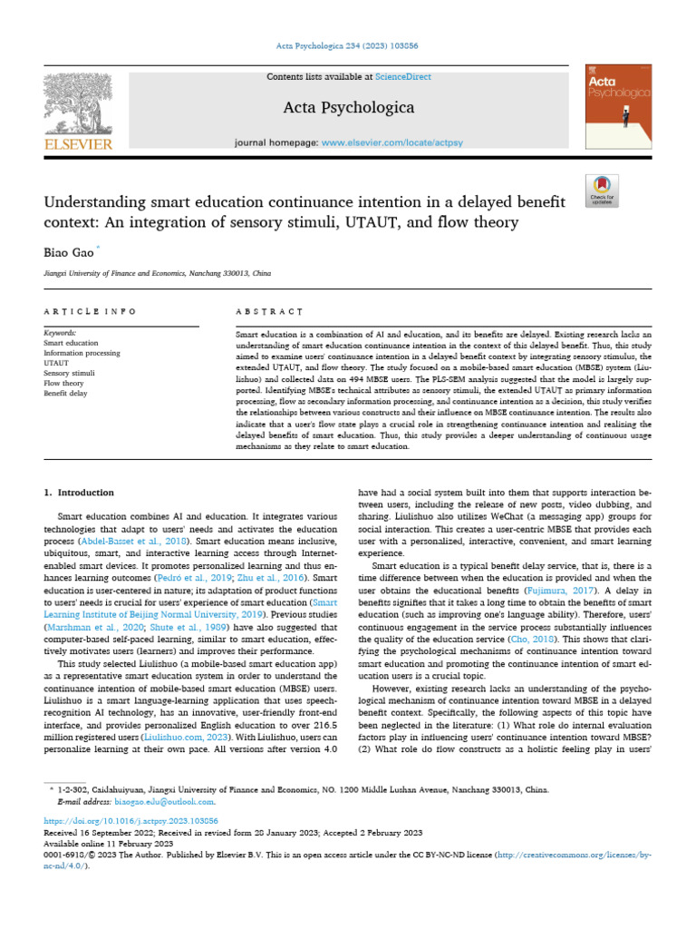 Understanding Smart Education Continuance Intention in A Delayed ...