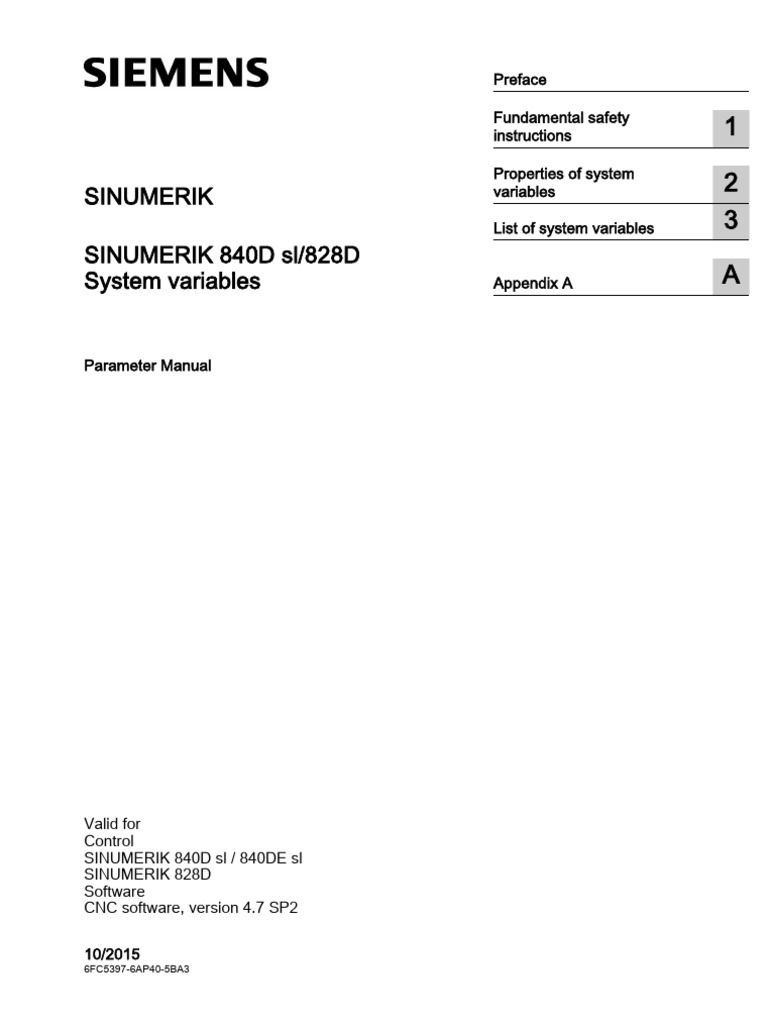 SINUMERIK 840D/828D Parameter Manual | PDF | Safety | Random Access Memory