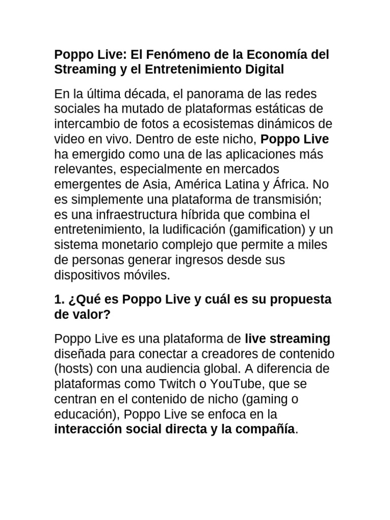 Poppo Live El Fenómeno de La Economía Del Streaming y El ...