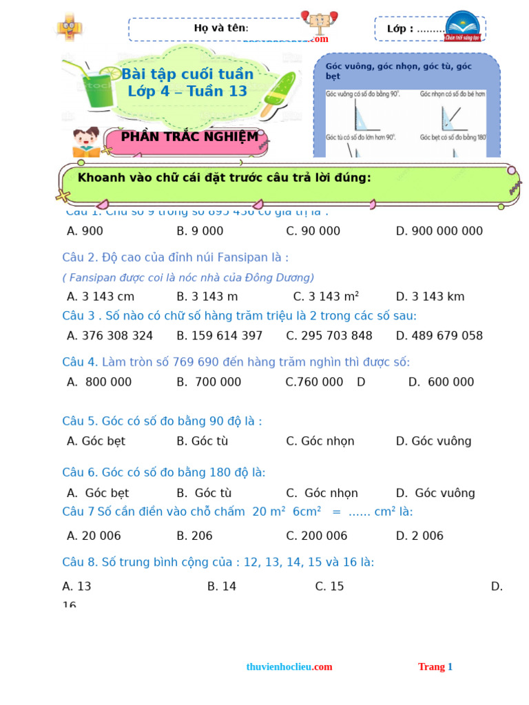 thuvienhoclieu.com-BTCT-TOAN-CTST4-TUAN-13 | PDF