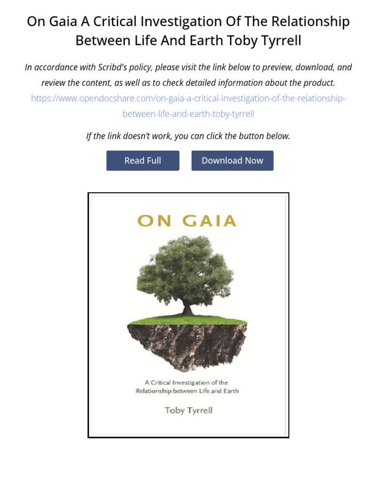 On Gaia A Critical Investigation of the Relationship between Life and Earth Toby Tyrrell online ...