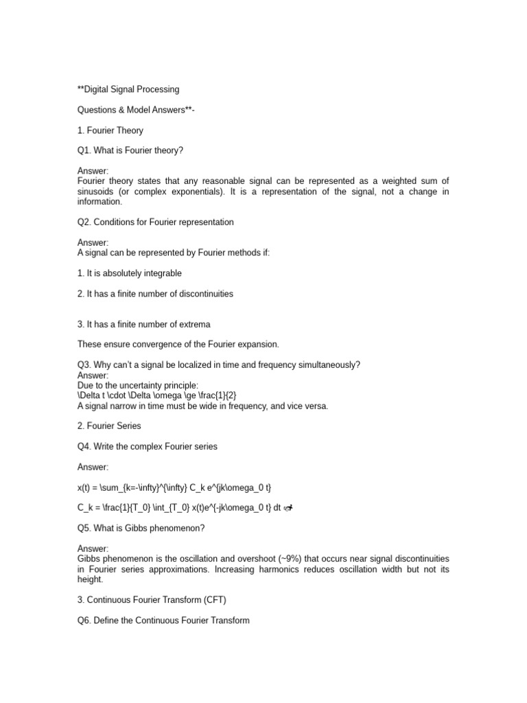 Digital Signal Processing Test (Viva) | PDF | Discrete Fourier ...