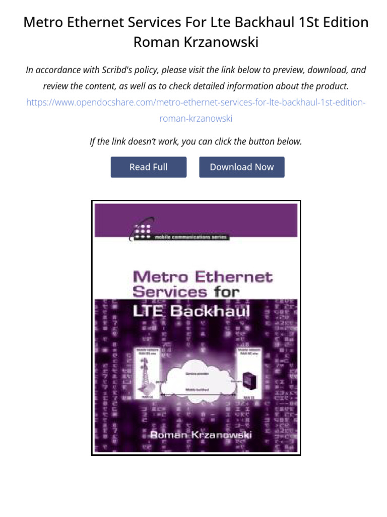 Metro Ethernet Services for LTE Backhaul 1st Edition Roman Krzanowski ...