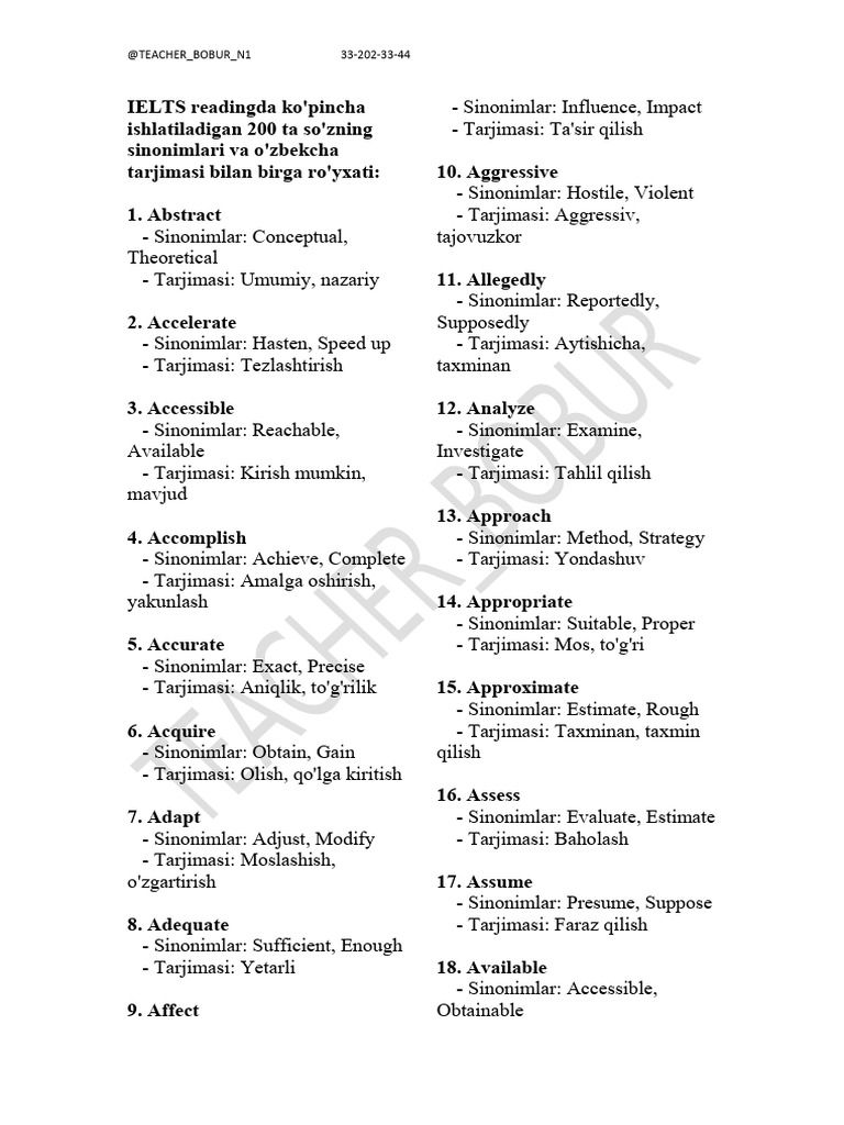 600 Most Important Synonyms | PDF | Psychological Concepts | Cognition