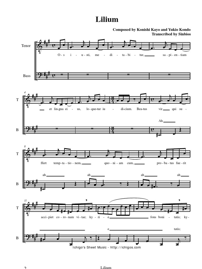 Elfen Lied-Lilium sheet music