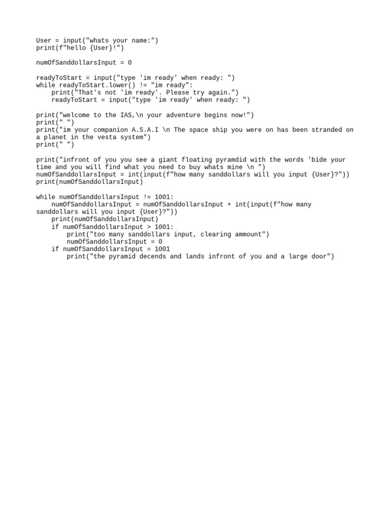 Interactive Space Adventure Game | PDF