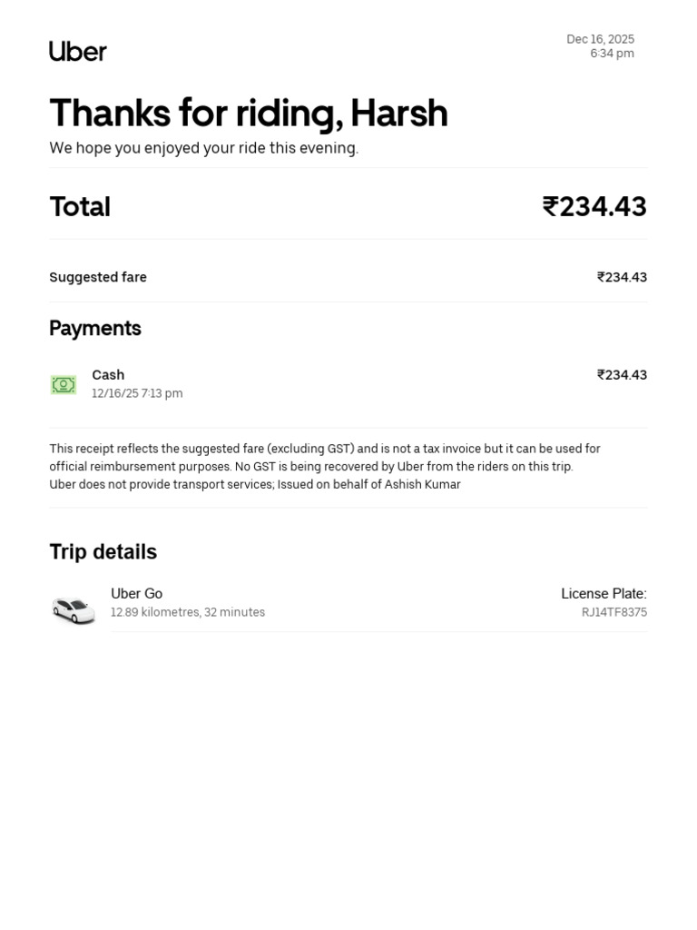 Uber Receipt - 16 Dec | PDF